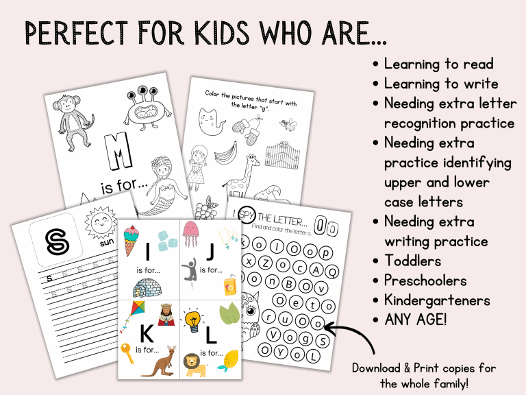 Alphabet Practice Worksheet Bundle – Motivation for Mom