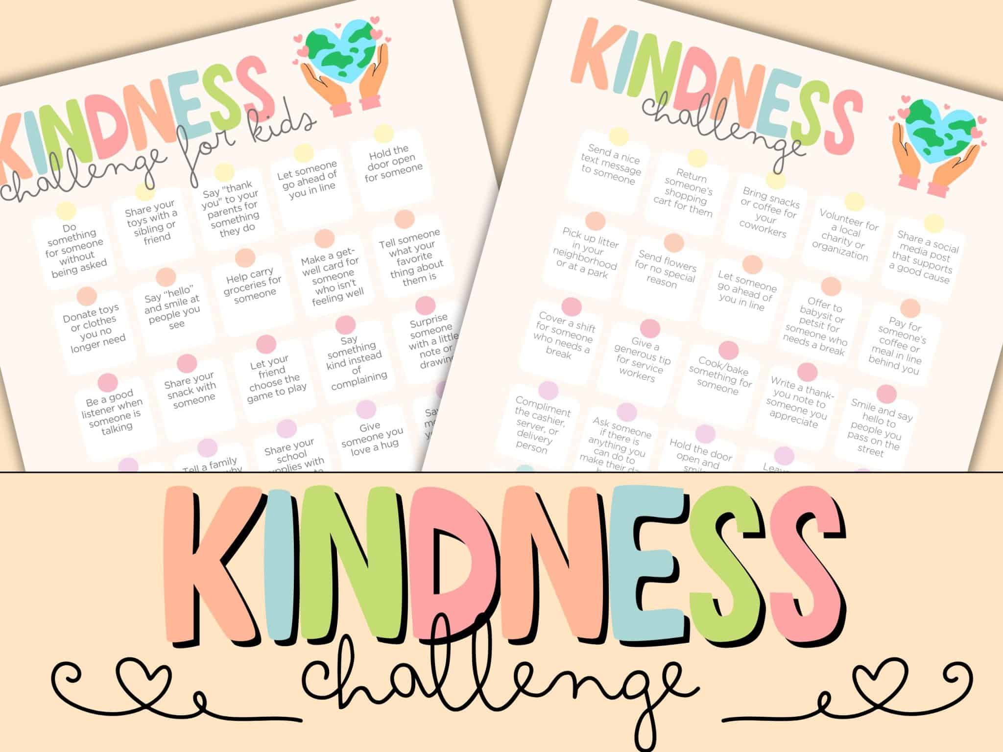 30 Day Kindness Challenge for Kids & Adults with a Printable Checklist ...